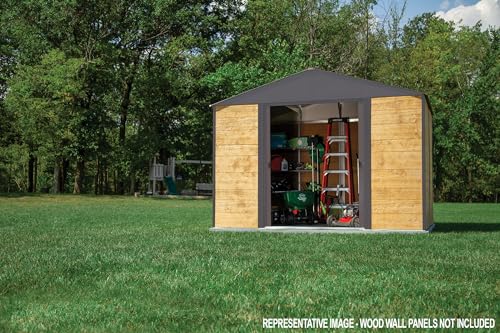 Arrow 10' x 8' Ironwood Galvanized Steel Hybrid Outdoor Shed Kit, Anthracite