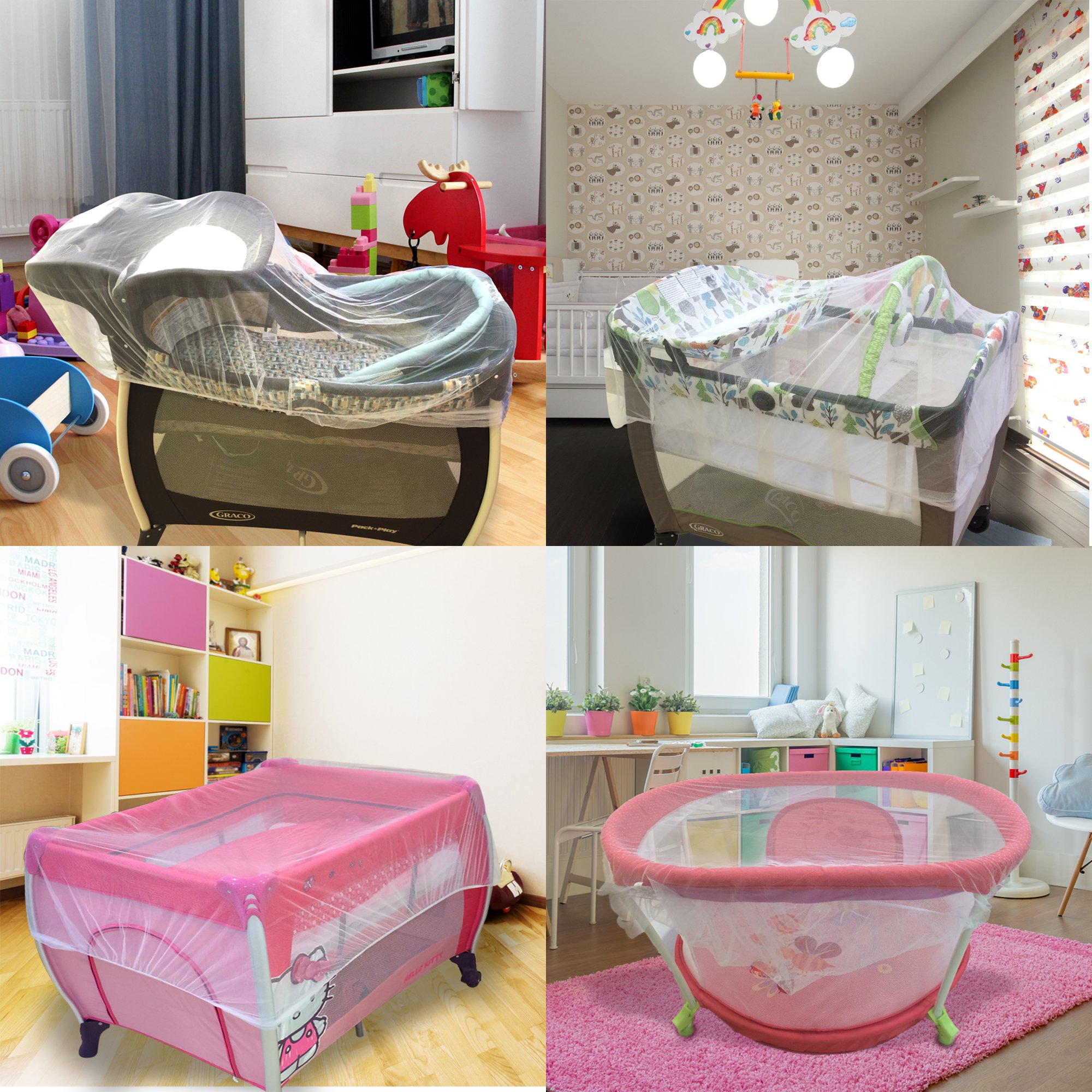 Mosquito Net for Stroller, Crib, Pack n Play, Play Yard, Bassinet, Playpen | Mosquiteros para Cunas De Bebes | Stretchy, Durable and Breathable | Machine Washable (White)