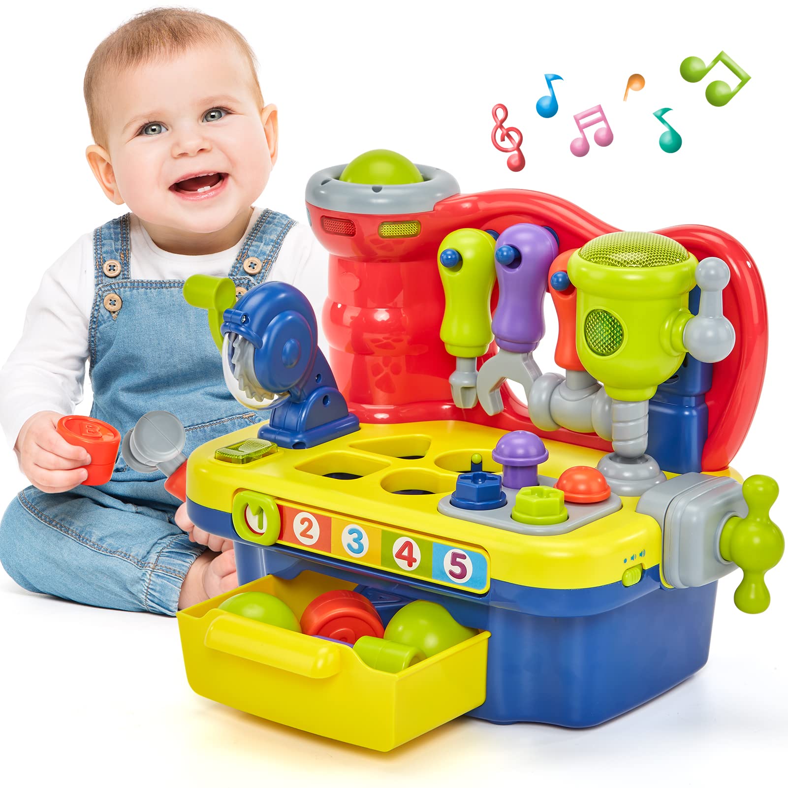 hahaland Toddler Toys for Boys Girls Gifts Toys for Ages 2 Multifunctional Music Light Workbench for Baby Boy Toys for 2-Year-Old Boy Toys for Boys Baby Toys 18+ Months Boy Toys