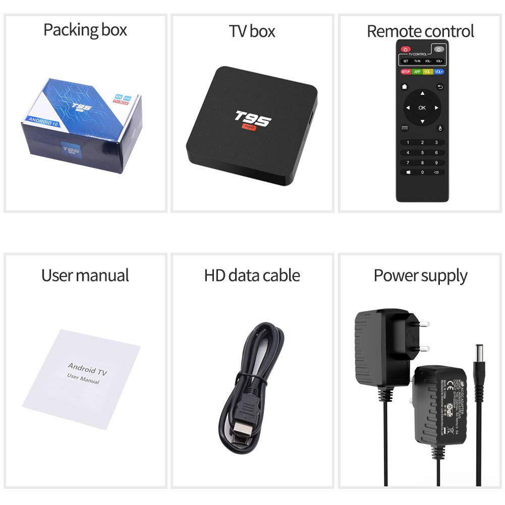 Android 10.0 TV Box, TUREWELL Android Box Super 2GB RAM 16GB ROM Allwinner H3 Quad-Core Media Player Support 2.4GHz WiFi, 3D 4K H.265 Smart TV Box