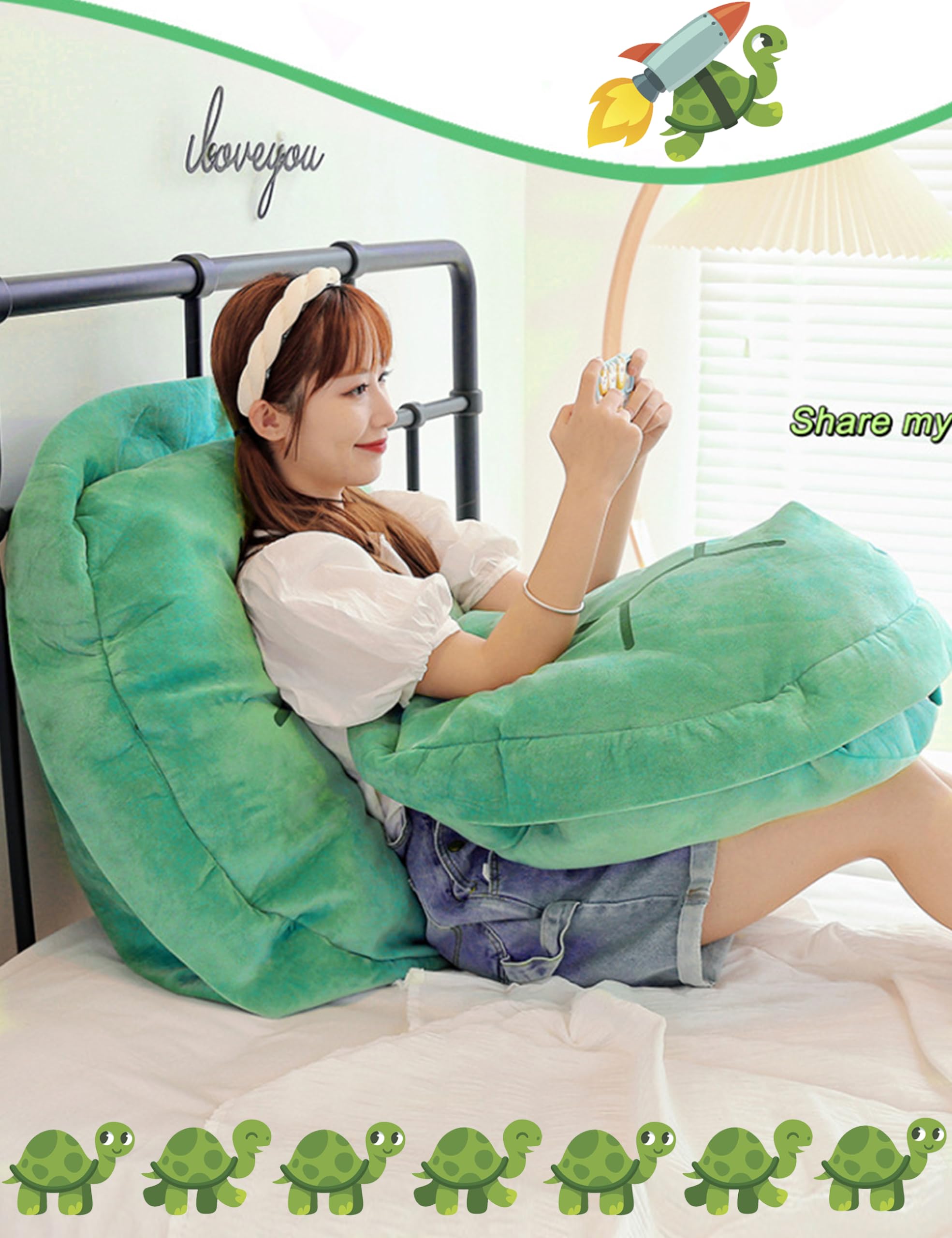 Rruonshully 40 Inch Wearable Turtle Shell Pillows Tortoise Shell Plush Turtle Stuffed Animal Dress Up Cushion Costume for Adlut