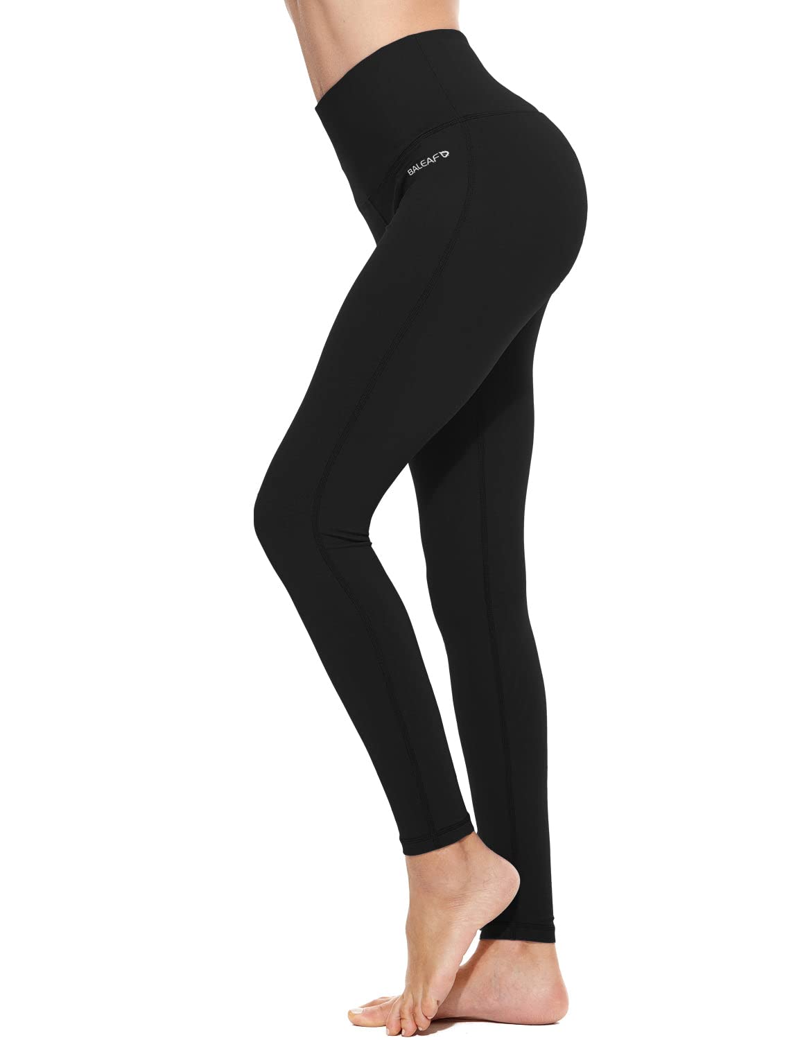 BALEAF Leggings for Women with Pockets Tummy Control Compression Workout Athletic Running High Waisted Yoga Pants 25'' Green L