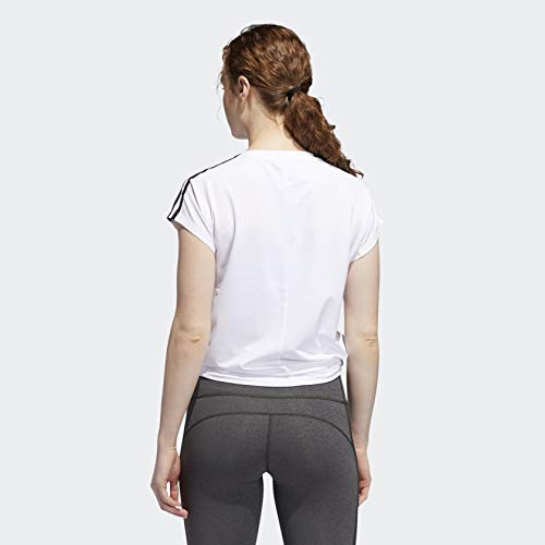 adidas Women’s 3-Stripes Tie Tee, White, X-Large