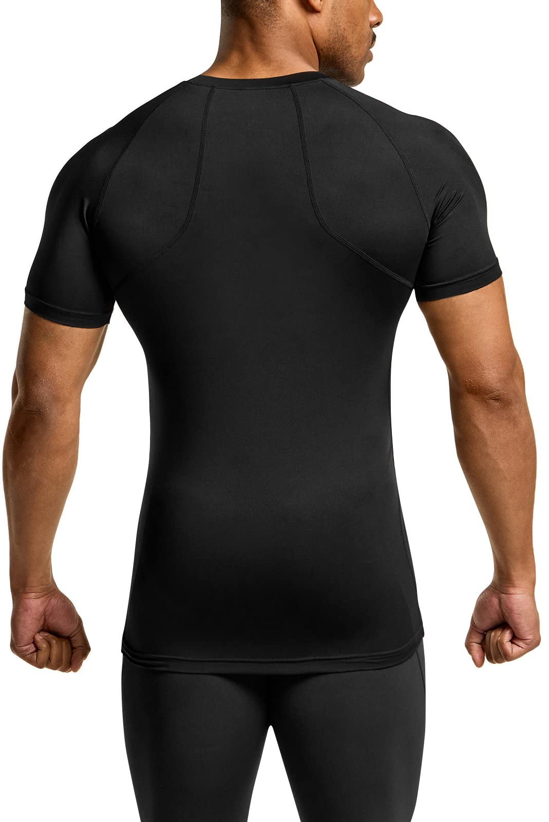 ATHLIO Men's Cool Dry Short Sleeve Compression Shirts, Sports Baselayer T-Shirts Tops, Athletic Workout Shirt, 3pack Tops Black/Black/Black, Small