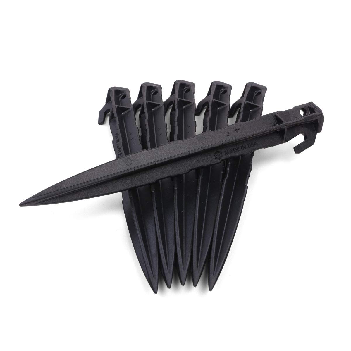 Atwood Rope MFG A9 Scout Tent Stakes 6 Pack - 9 inch Plastic Heavy Duty All Purpose | Essential for Camping, Landscape, and Outdoor Use (Black)