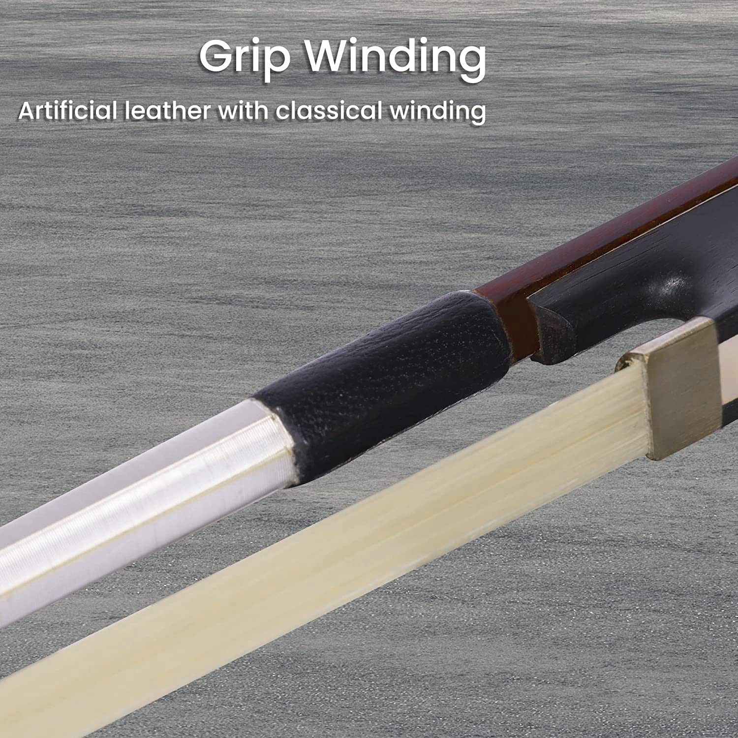ADM 4/4 Full Size Student Violin Bow, Well Balanced Handmade Brazilwood Bow with Horsehair, Ebony Frog with Pearl Eye and Pearl Slide, Brown