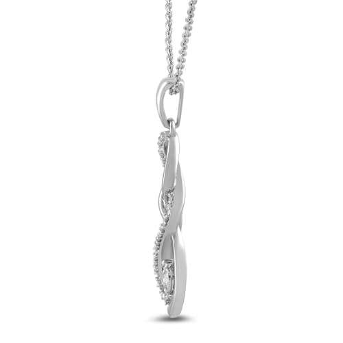 Amazon Essentials Women Sterling Silver Diamond Twist Pendant Necklace and Earrings Box Set (1/5 cttw), 18", (previously Amazon Collection)