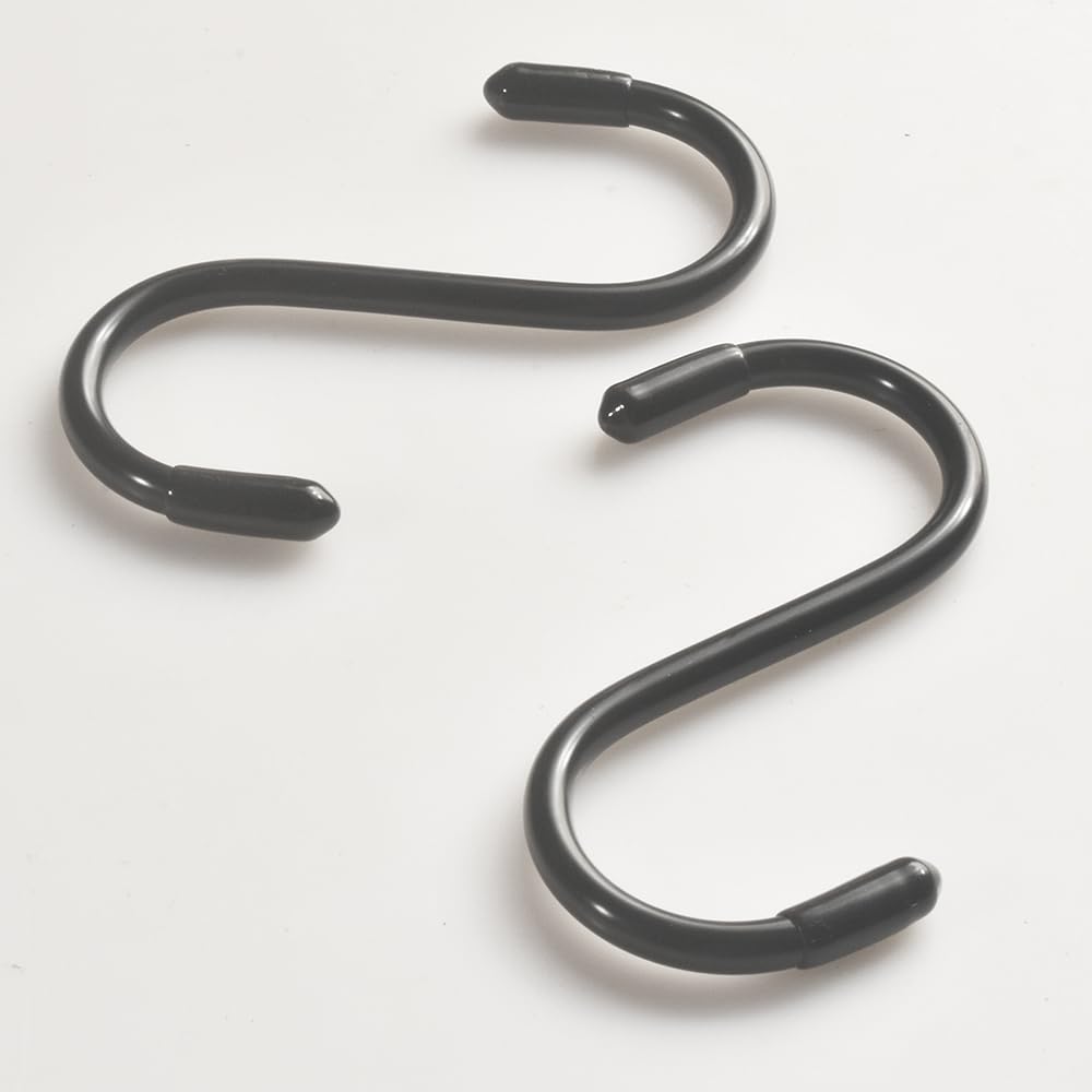 Cozihom 3 Inch Heavy Duty Vinyl Coated S Hooks, Rubber Coated S Hooks, Extra Thick Non Slip Metal S Hanger for Closet, Garden, Garage, Kitchen Hanging, Black, Pack of 12