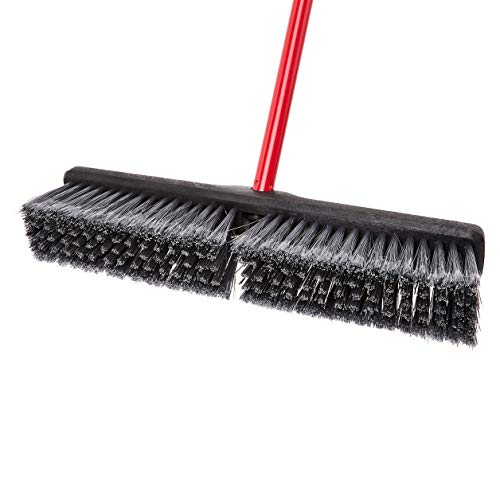 AmazonCommercial Push Broom Kit, Medium Floor, 6-Pack, Red & Black, 18-inch