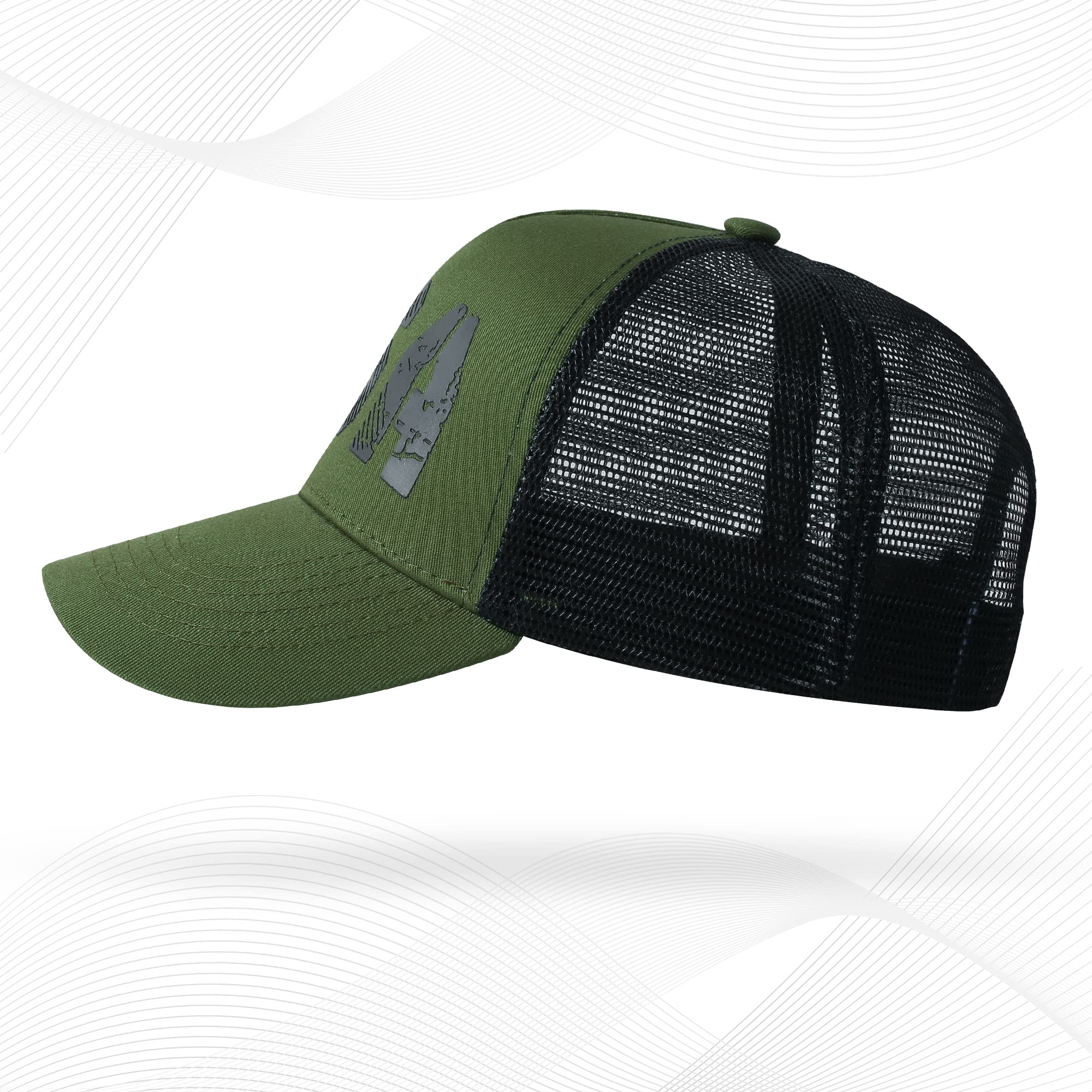 AURR USA Trucker Hat - American Flag Hat for Men & Women - Adjustable Baseball Cap, Snapback Closure - One Size Fits Most Olive