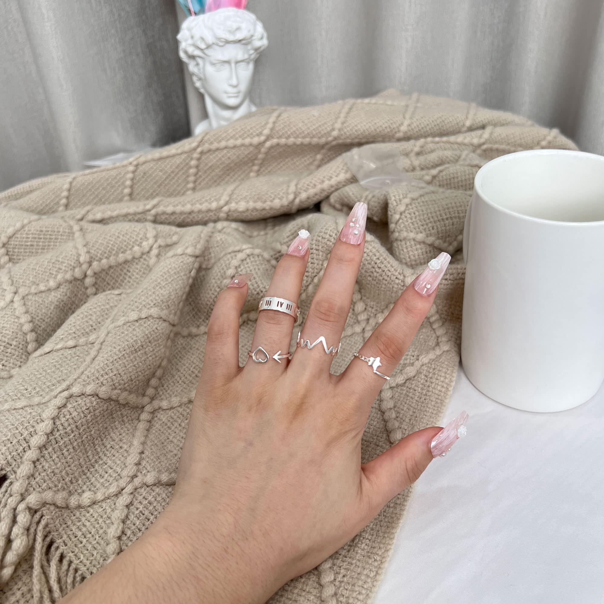 Bifriend Stackable Finger Rings for Women Girls Knuckle Rings Set Gold Black Silver 925 Stacking Rings Set BOHO Butterfly Crown Rings (4 PCS)