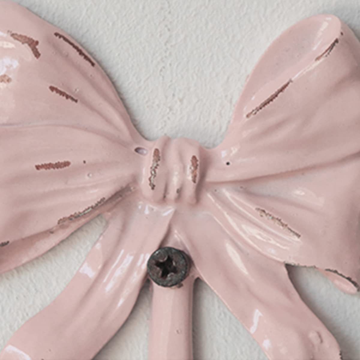 BOOMLATU Shabby Chic Large Wall Mounted Bow Coat Hook,Decorative Pink Wall Hook for Scarf, Bag, Towel, Hat etc for Living Room Kitchen Bathroom Office Pack of 3