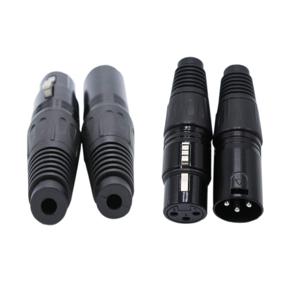 Gchee 10 Pairs DMX XLR 3 Pin Male/Female Audio Mic Snake Plug Audio Microphone Cable Connector, Black Housing