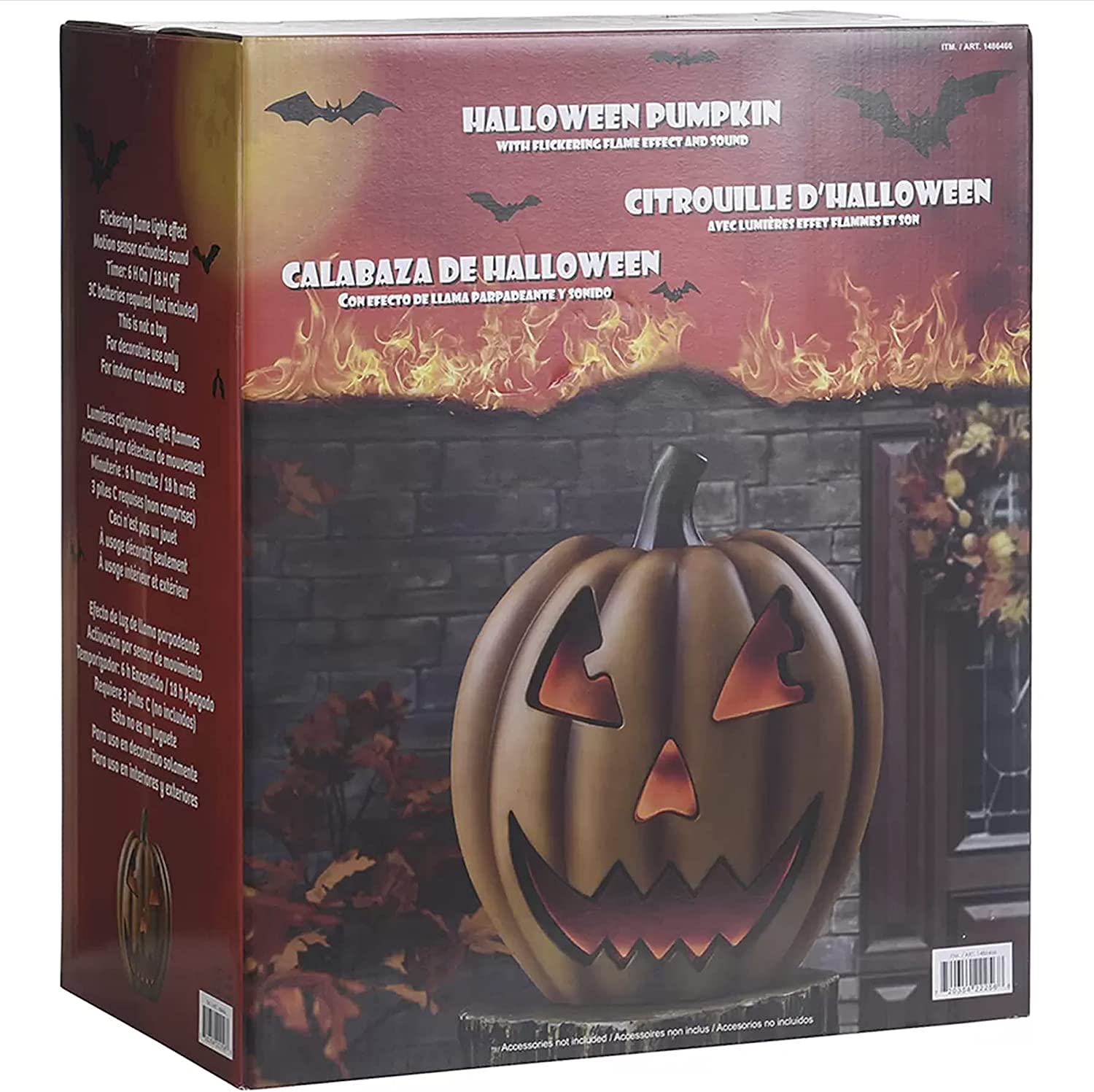 Halloween Pumpkin with Flickering Flame Effect and Sound (Orange)