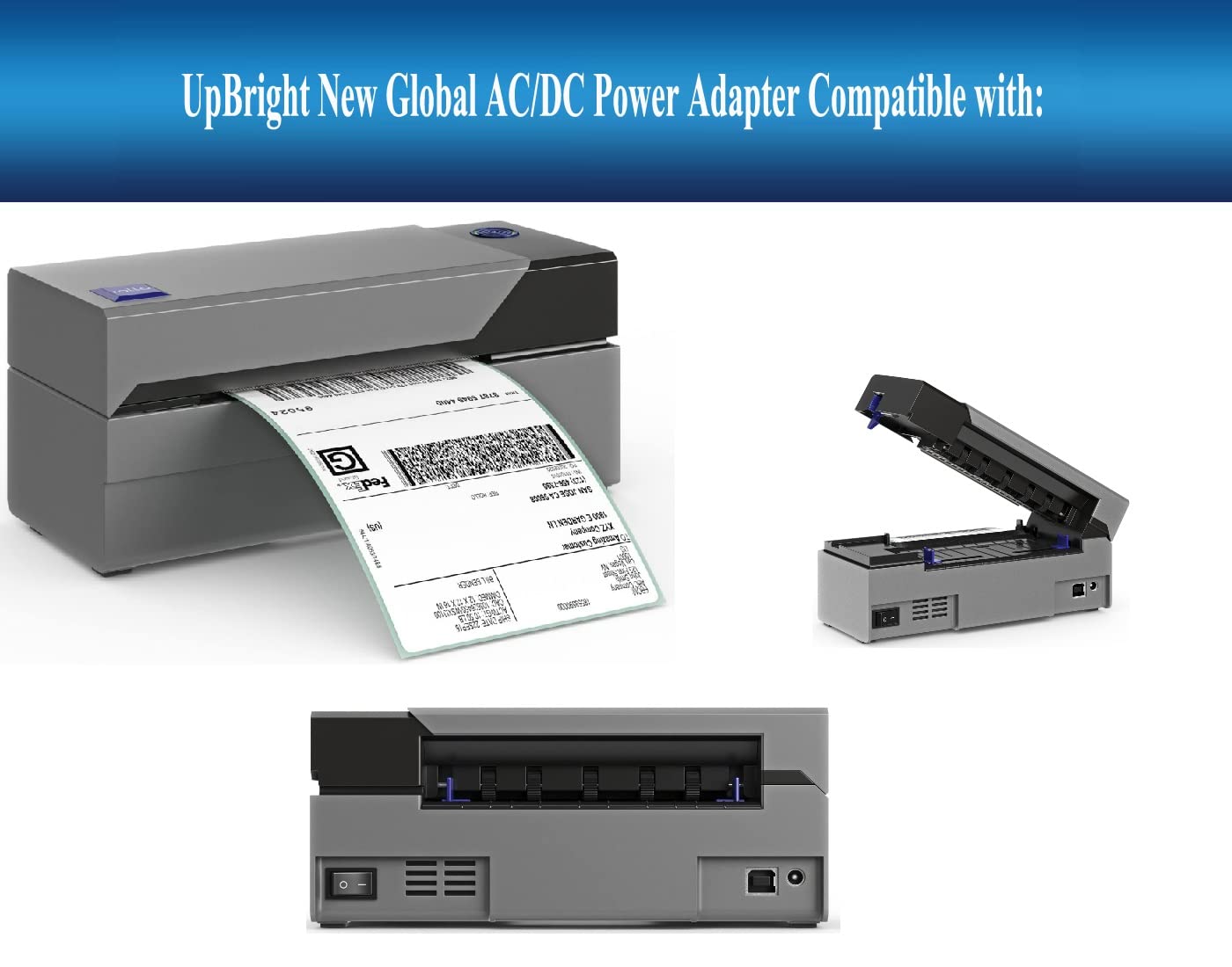 UpBright 24V AC/DC Adapter Compatible with Rollo X1038 Rollo-QR Logistics Label Printer Commercial Grade Direct Thermal High Speed Barcode GVE GM51-240200-F 24VDC 2A Power Supply Cord Battery Charger