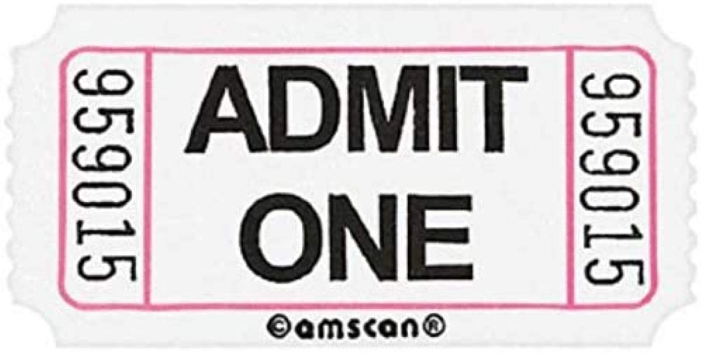 Admit One White Ticket Roll - 1" x 2" (1 Roll of 2,000 Tickets) - Ideal for Events, Raffles, & Entry Control