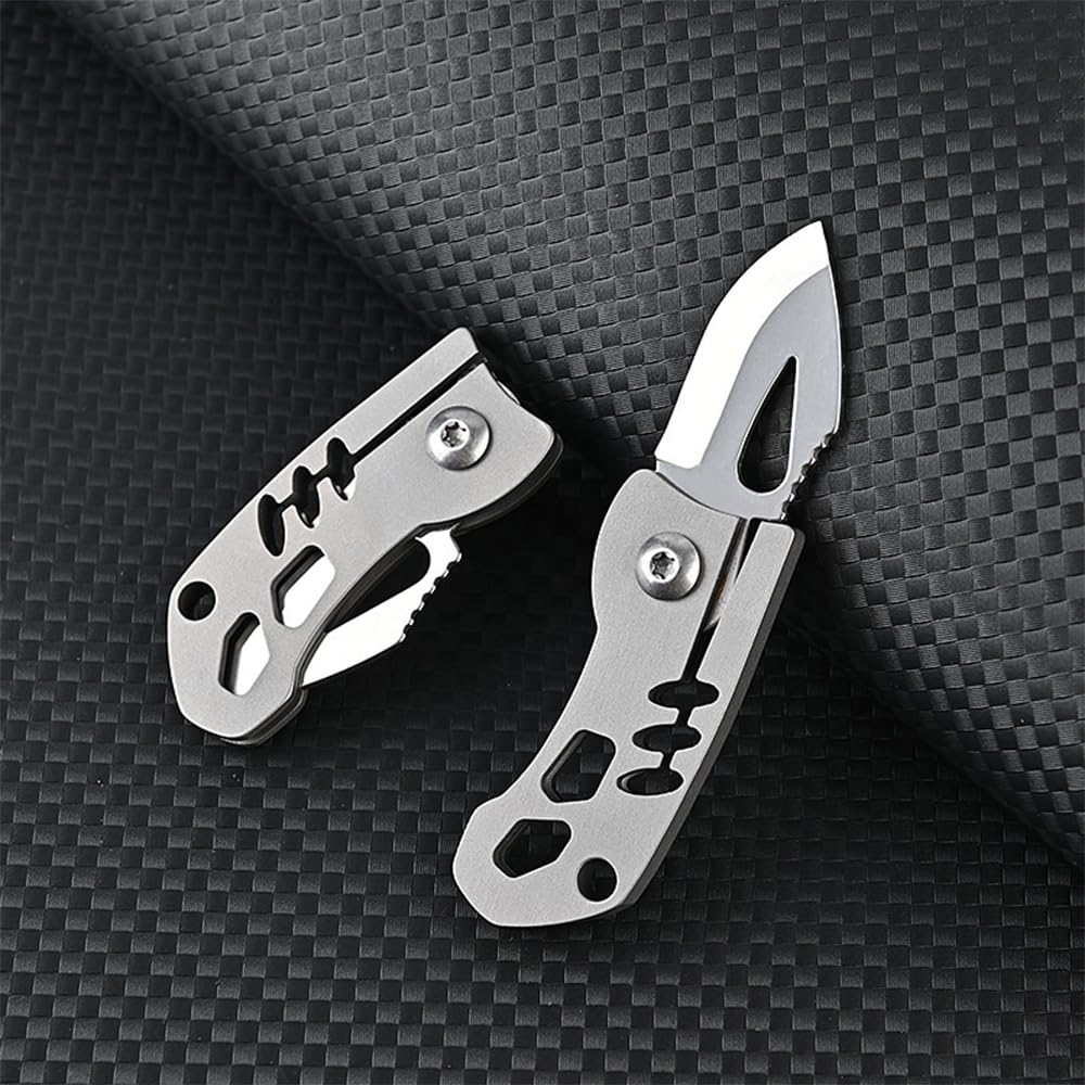 Berallo Small Pocket Knife for Men, Cool Keychain Knife Box Cutter Folding EDC Gadgets for Everyday Carry, Best for Package Opening, Rope Cutting, Wood Carving, and Crafts Processing (Silver)