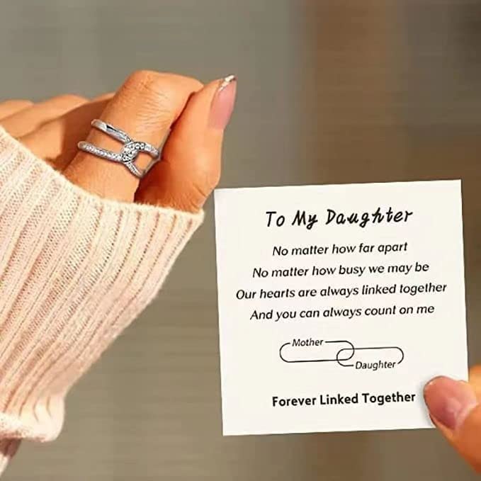 Atiptu Mother Daughter Rings Special Bond Rectangle Interlocking Ring (7)