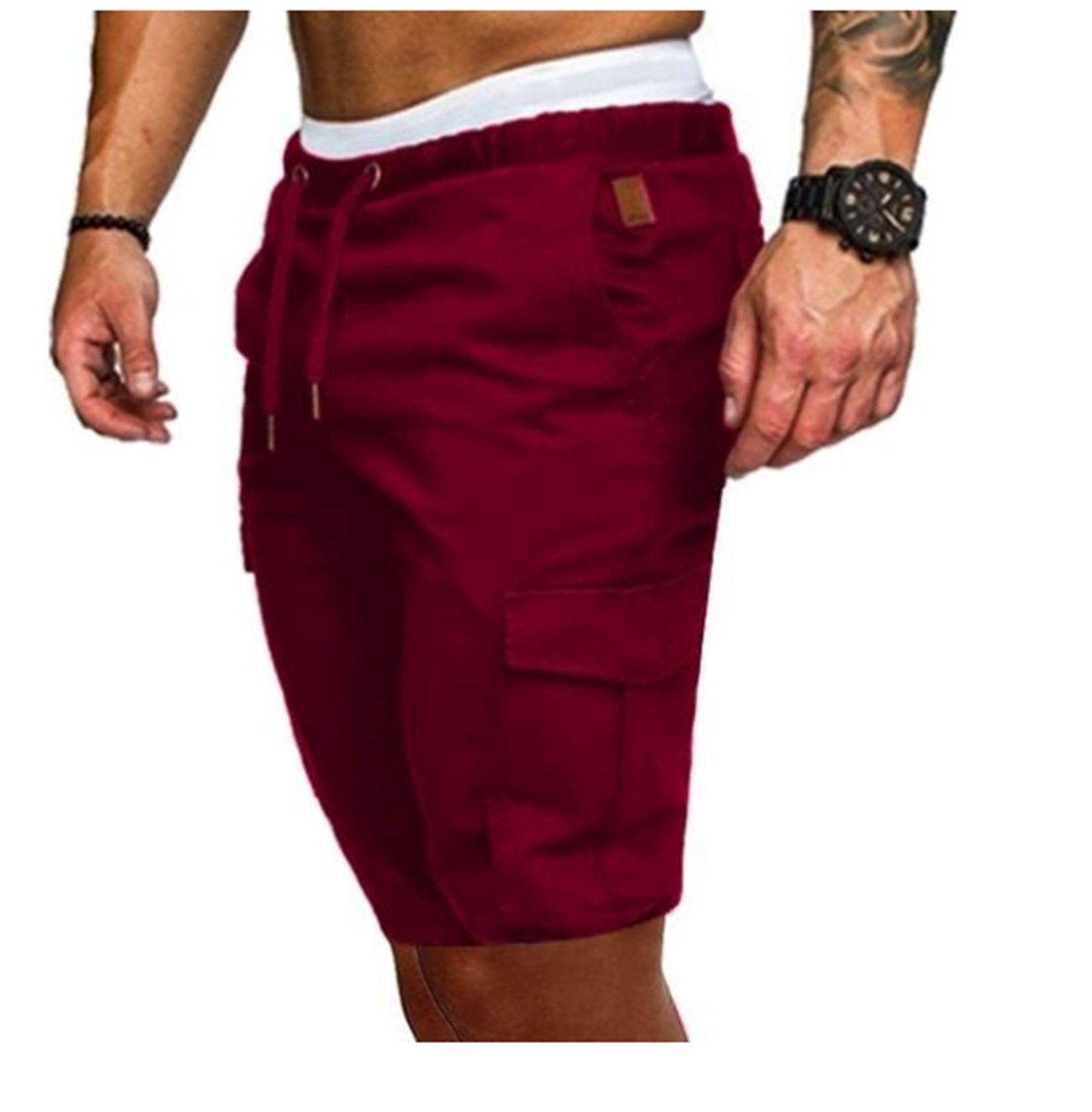 Andongnywell Men's Drawstring Elastic Waist Joggers Workout Slim Fit Running Gym Shorts Athletic Training Pants (Wine Red,XX-Large)