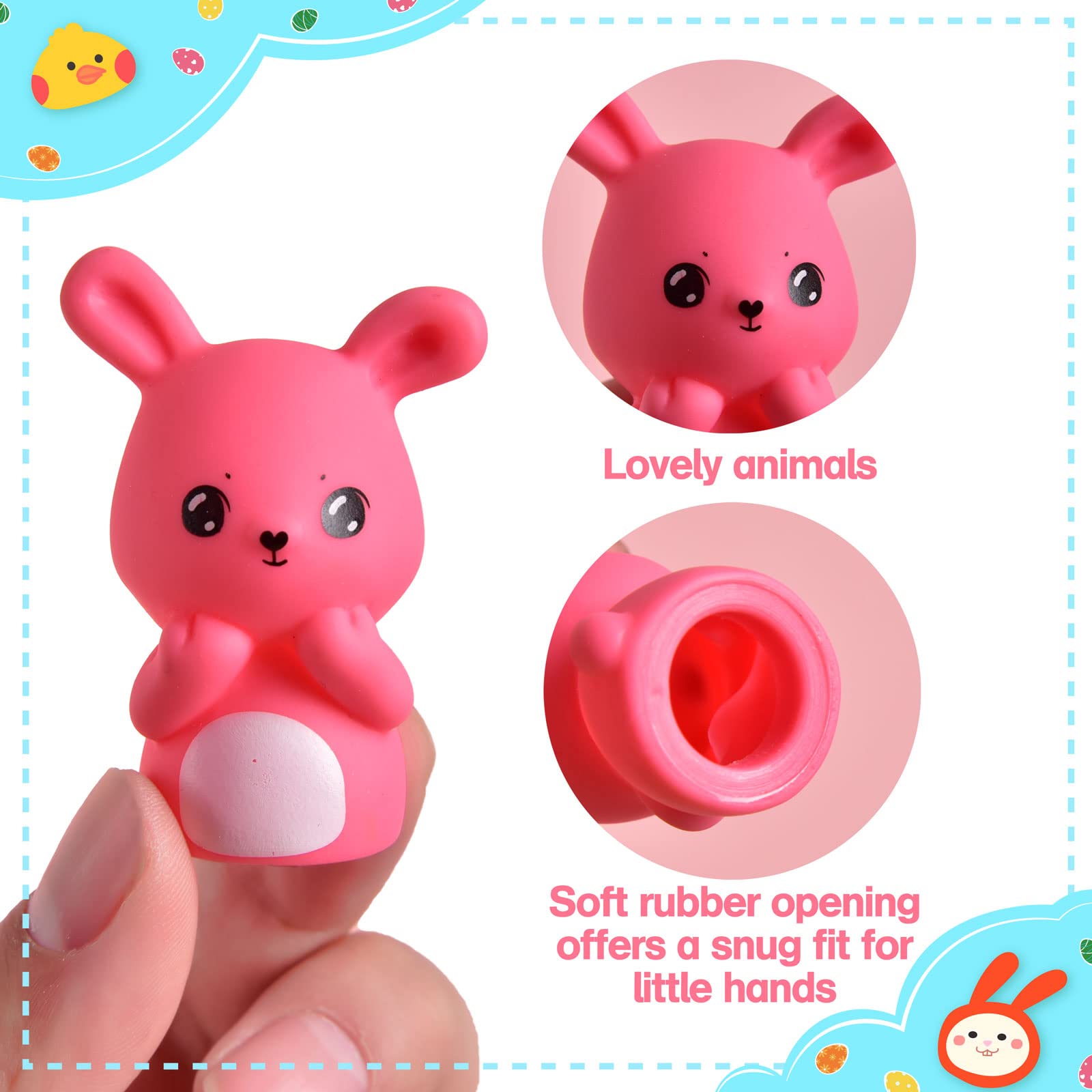 FUN LITTLE TOYS 10 PCS Bunny Chick Finger Puppet for Easter Basket Stuffers, Include 5 Bunnies & 5 Chicks