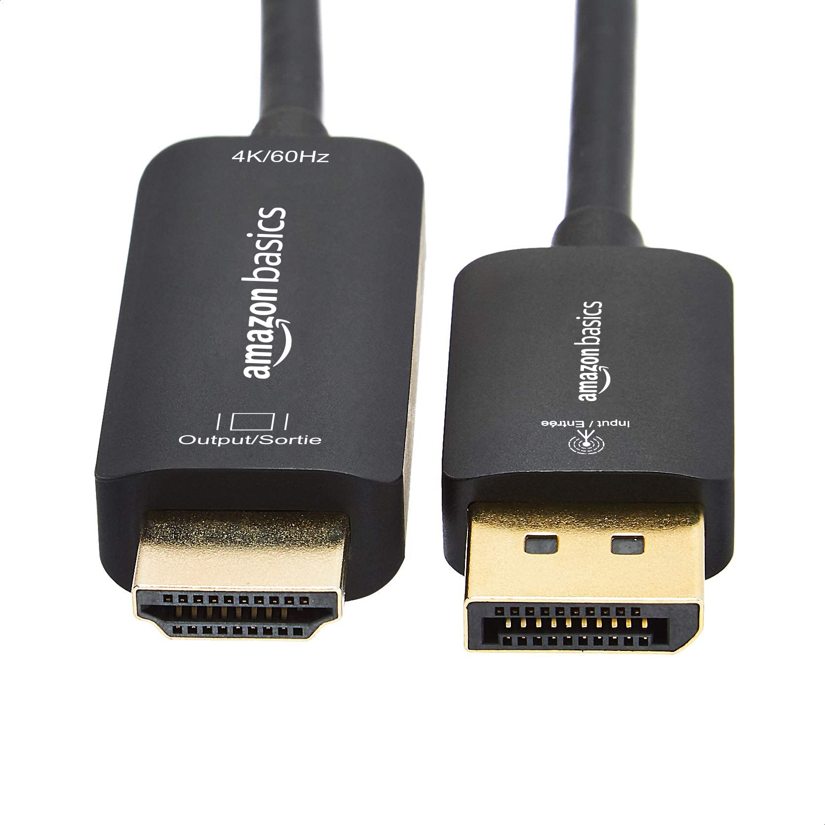 Amazon Basics DisplayPort to HDMI Display Cable, Uni-Directional, 4k@60Hz, 1920x1200, 1080p, Gold-Plated Plugs, 3 Foot, Black