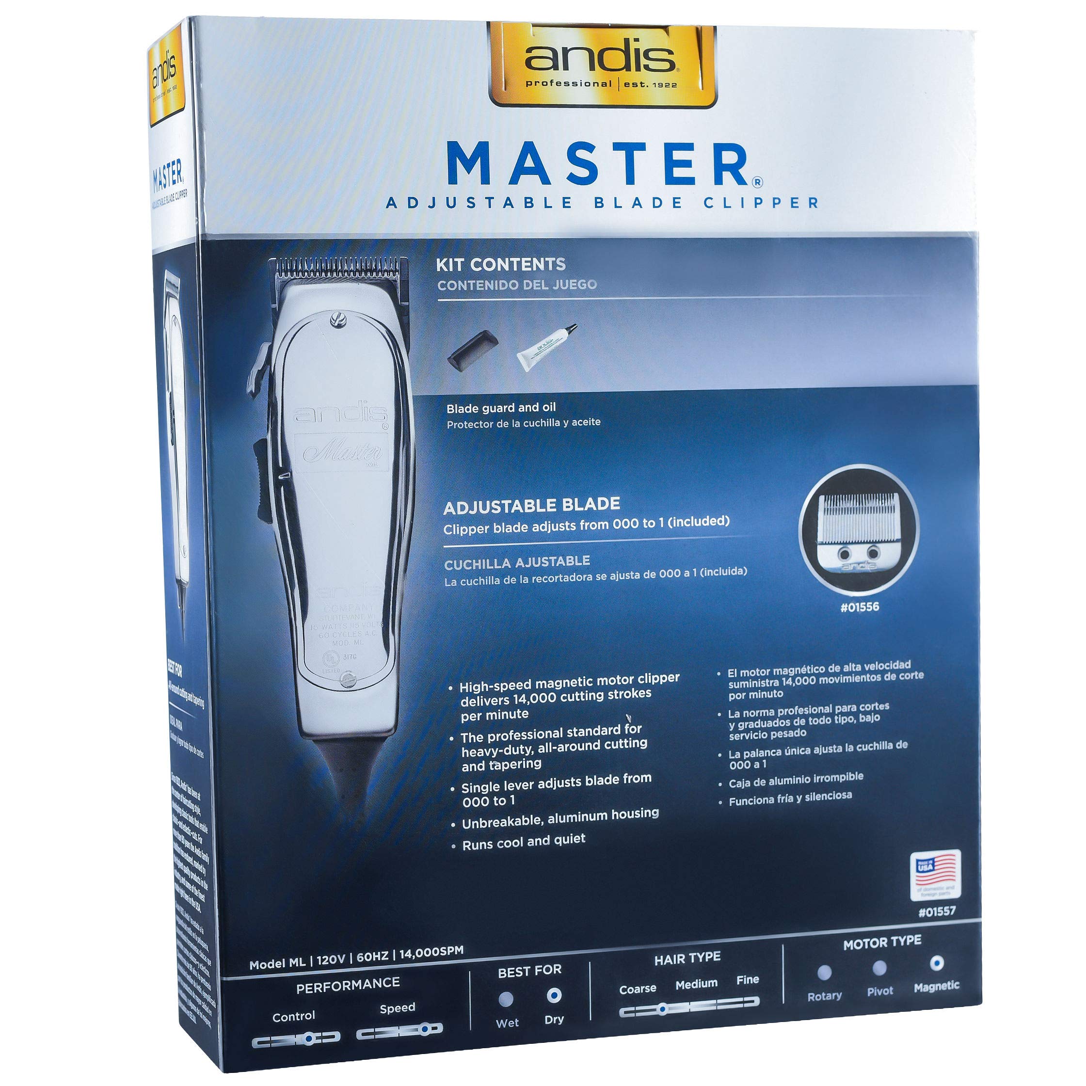 Andis Master Hair Adjustable Blade Clipper, Andis Master Dual Magnet 5-Comb Set, Andis Master Dual Magnet Large 4-Comb Set, BeauWis Blade Brush