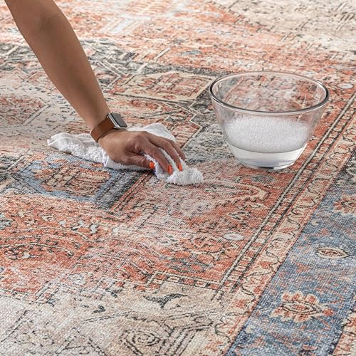 Artistic Weavers Suri Vintage Washable Area Rug,6'7" x 9',Rust/Blue