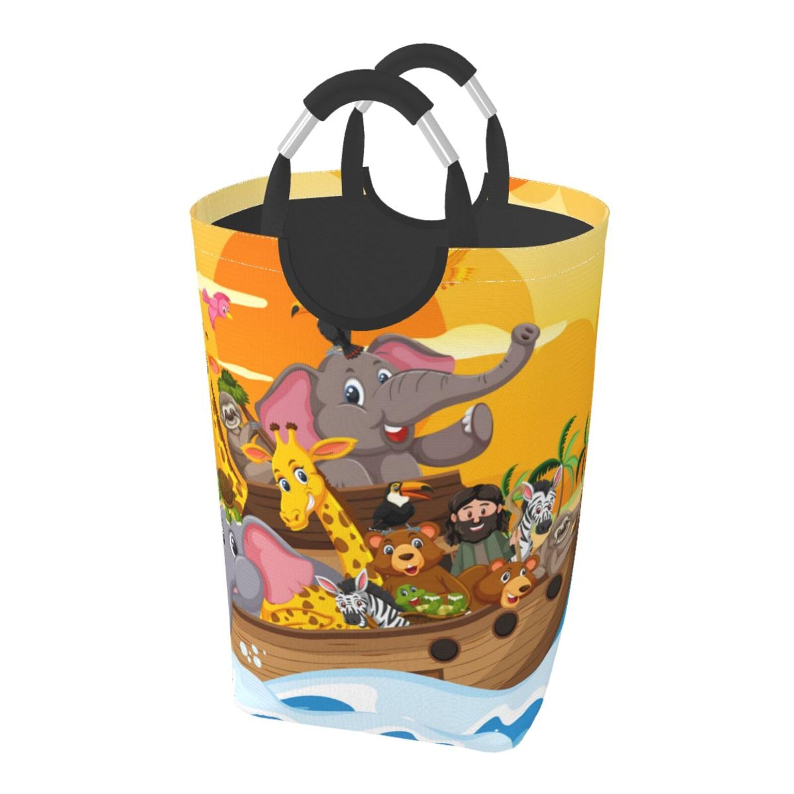 Animals On Noah'S Ark1 Laundry Hamper,Large Canvas Fabric Lightweight Storage Basket Toy Organizer Dirty Clothes Collapsible Waterproof For College Dorms,Children Bedroom,Bathroom