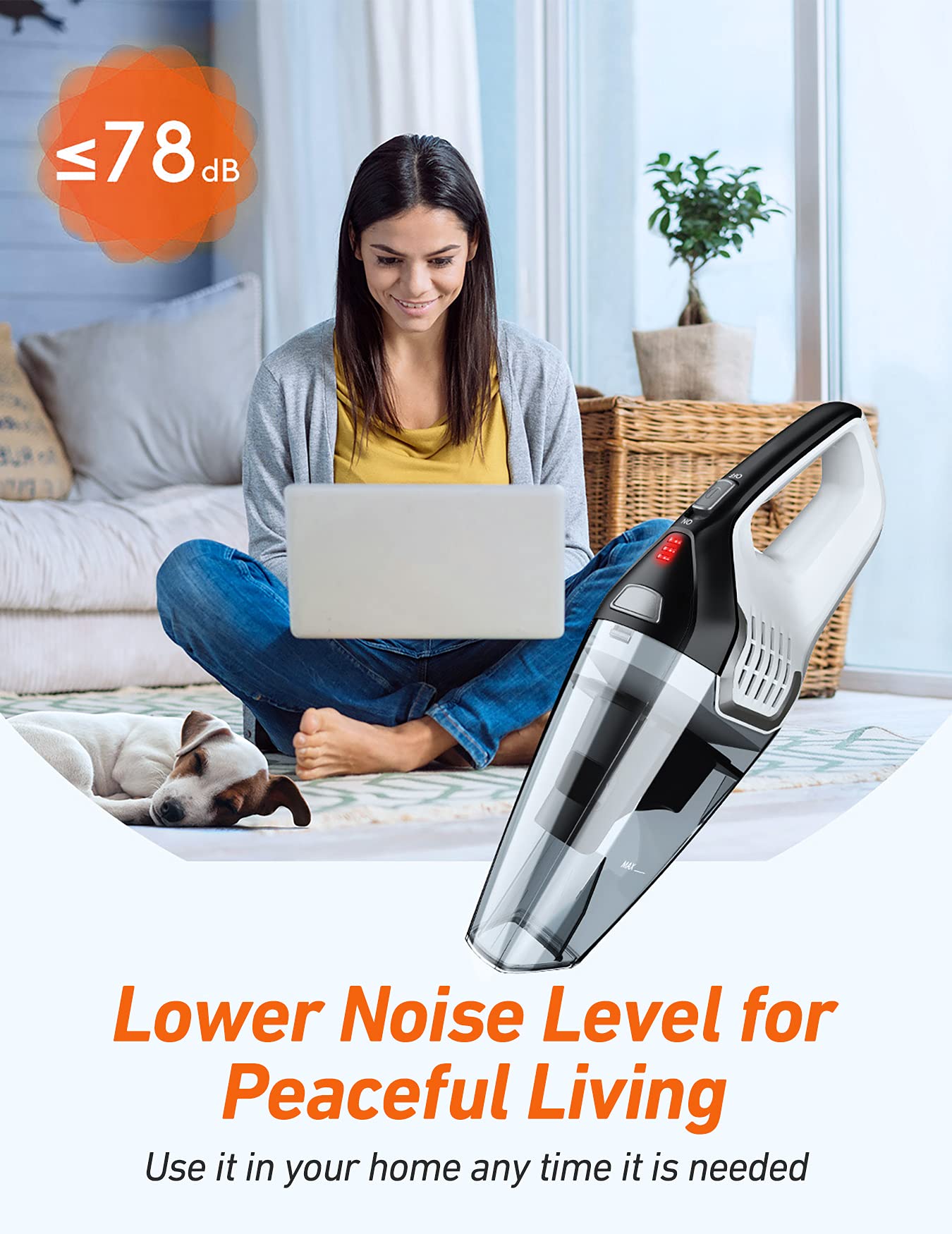 Handheld Vacuum Cordless Rechargeable, 8500Pa Powerful Handheld Vacuum Cleaner for Wet&Dry Use, Portable Handheld Vacuum Cleaner for Car/Home/Pet Hair Cleanup, Vac with Charging Dock&2 HEPA Filters