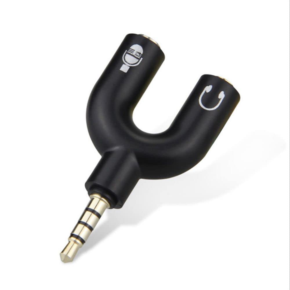 Andy's Orchids 2Pcs Stereo Plug, Audio Splitter, Mic&Headphone Earphone Splitter Adapters, 3.5mm Adapter Jack, U-Shape Ear Headset Splitter (White)