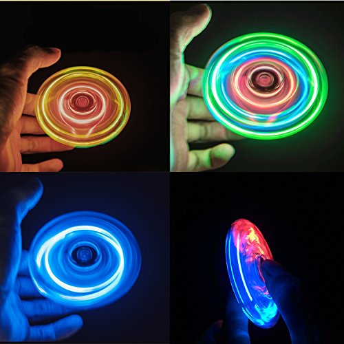 FIGROL 2 Pack Fidget Spinners|LED Light Up Crystal Fidget Spinners for Children|Glow in The Dark Goodie Bag Stuffers Classroom Prizes Return Gifts