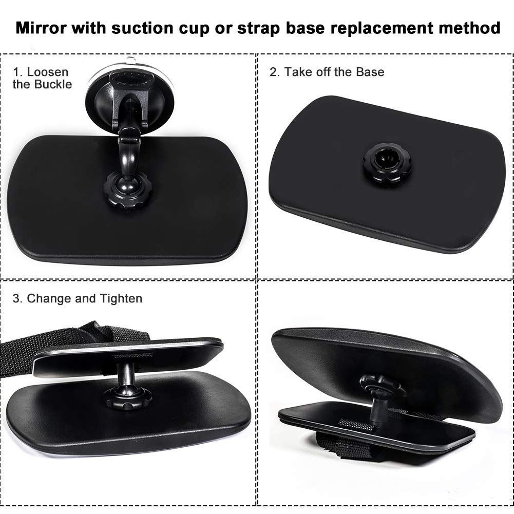 Baby Car Mirror - Bessie Sparks Car Back Seat Mirror for Rear Facing Infants and Babies Safety Shatterproof Acrylic Material 360 Degree Rectangle Rectangle 170x110MM