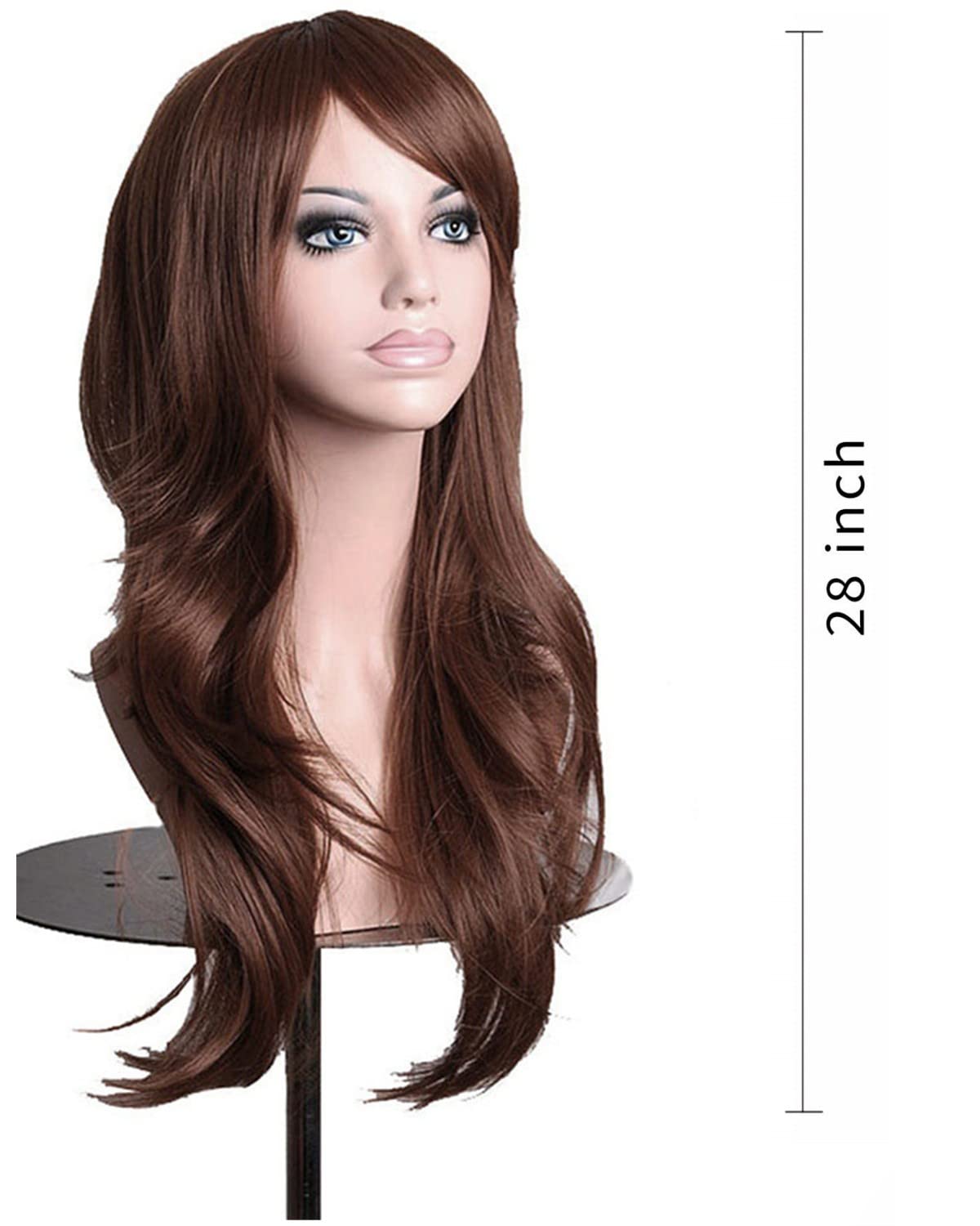 AneShe Wigs 28" Long Wavy Hair Heat Resistant Cosplay Wig for Women (Dark Brown)