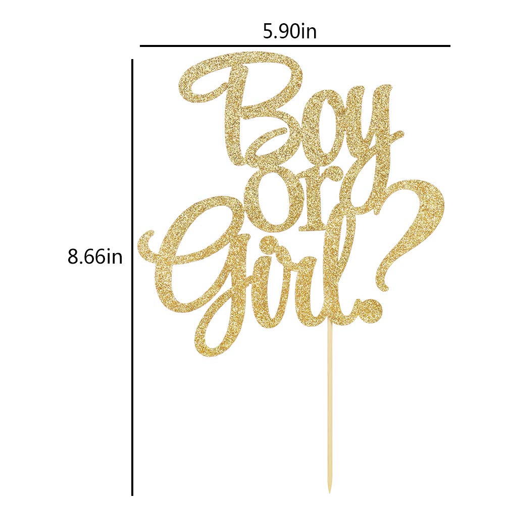 Auteby Boy or Girl Cake Topper - Glitter Baby Shower Party Decorations Supplies (Gold)