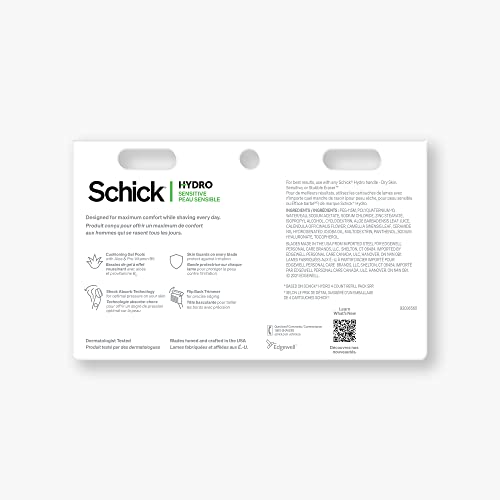 Schick Hydro Sense Sensitive Mens Razor Blade Refill With Skin Guards, Includes 12 Razor Blades Refills