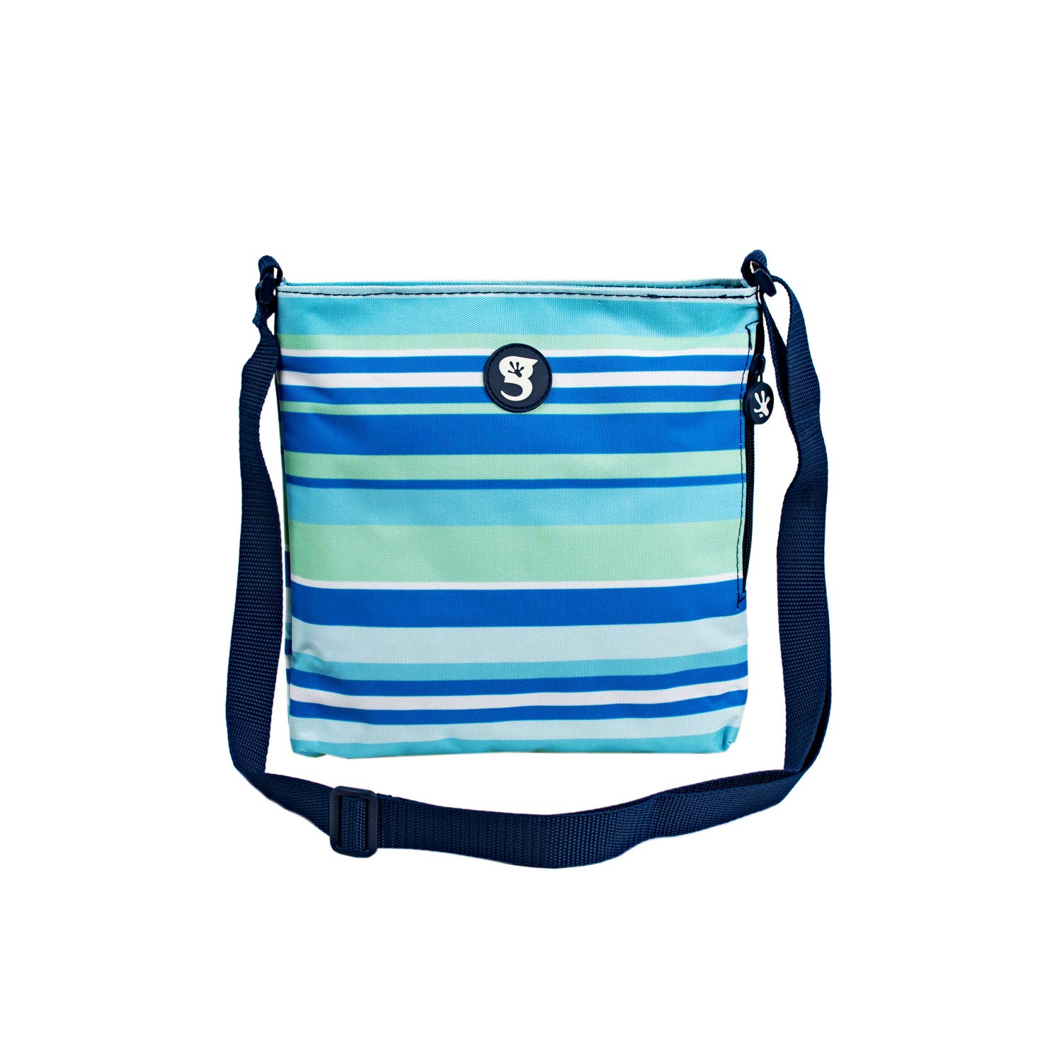 geckobrands Lightweight Medium Crossbody Bag with Pockets (Green/Blue Stripe)