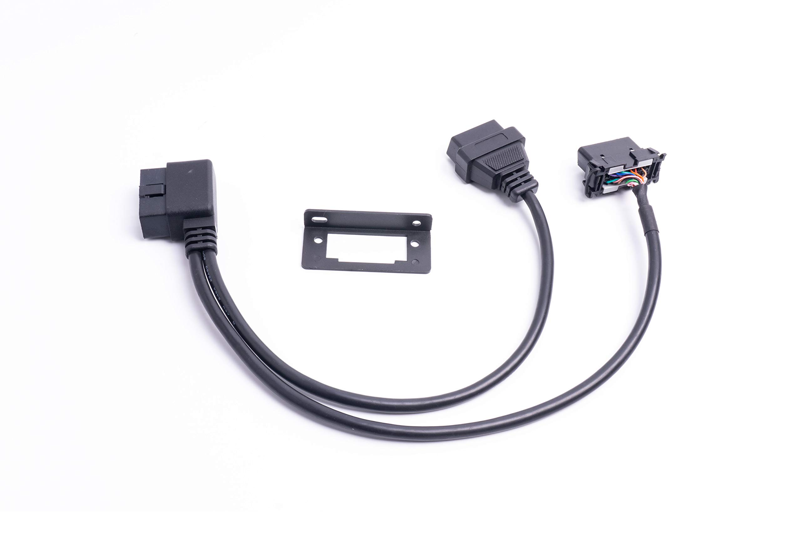 ARTECKIN Right Angle Universal OBD II OBD2 16pin Extension Splitter Y Cable 1 Male to 2 Female with Underdash Bracket for GPS