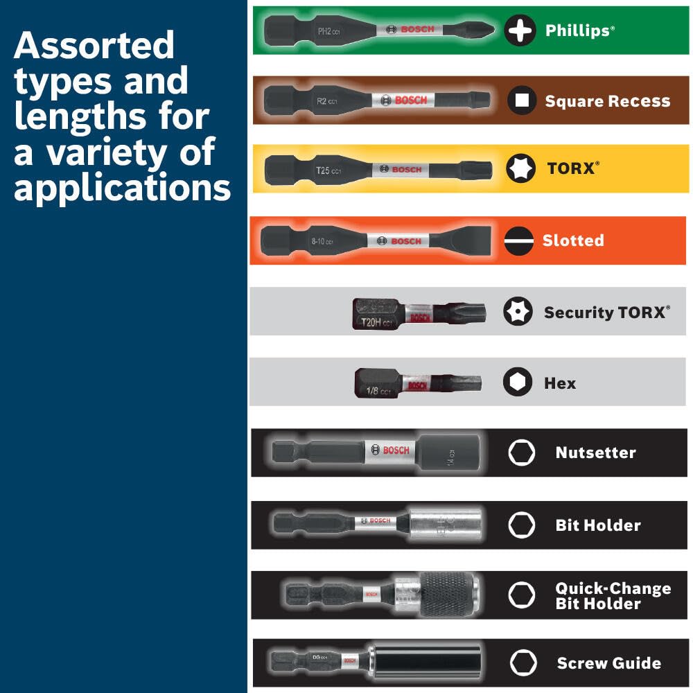 BOSCH ITDPH2215 15-Pack 2 In. Driven Phillips #2 Impact Tough Screwdriving Power Bits