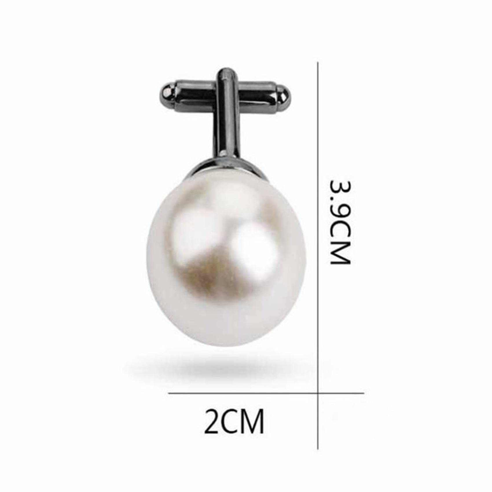 Atmneris Woman Men's Simulated Pearl Cufflinks and Studs for Shirts Business Wedding Formal Suit Cuff Link,Silver