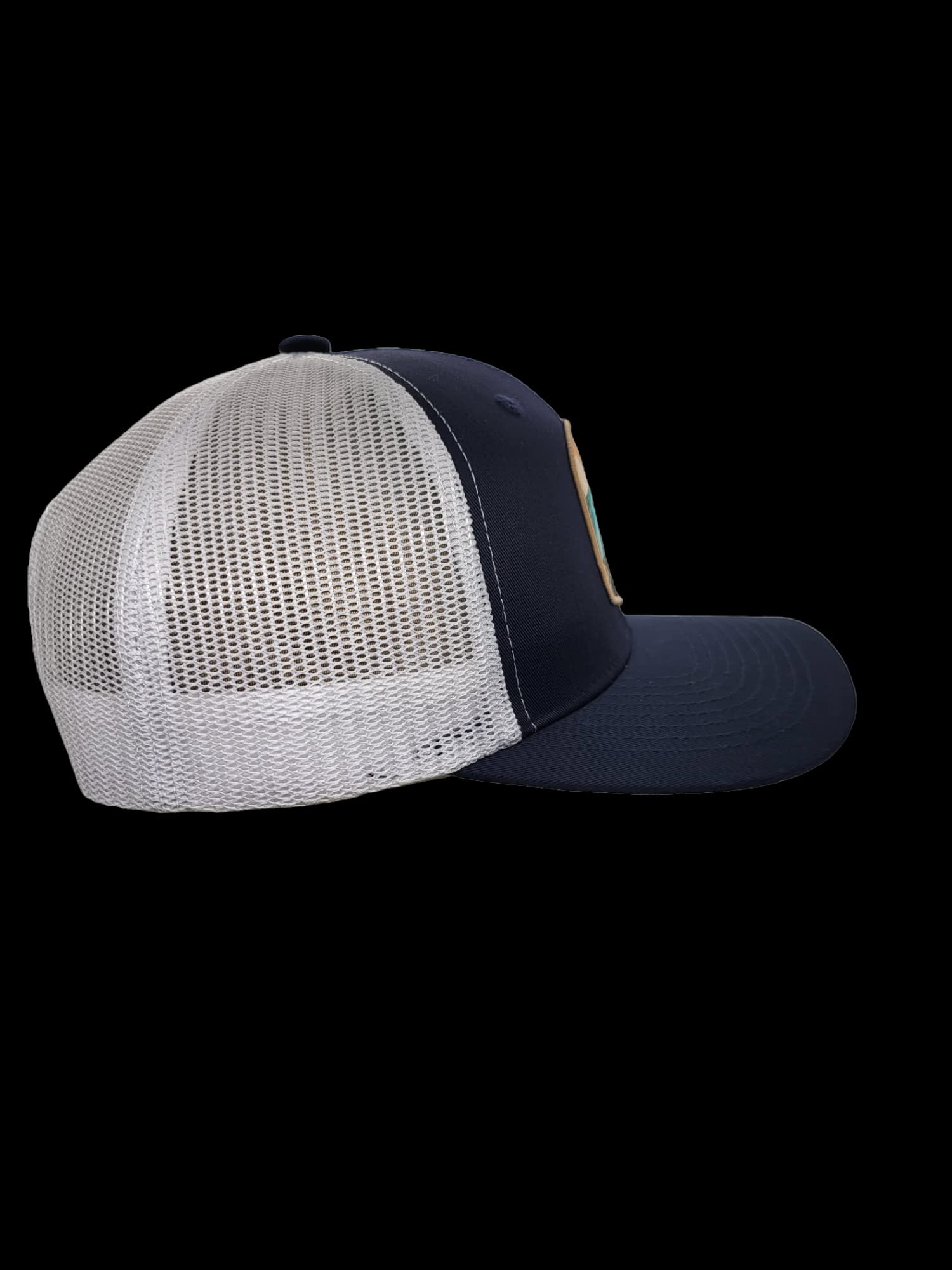 Acadia Trucker Hat with National Park Woven Patch (Navy/White)