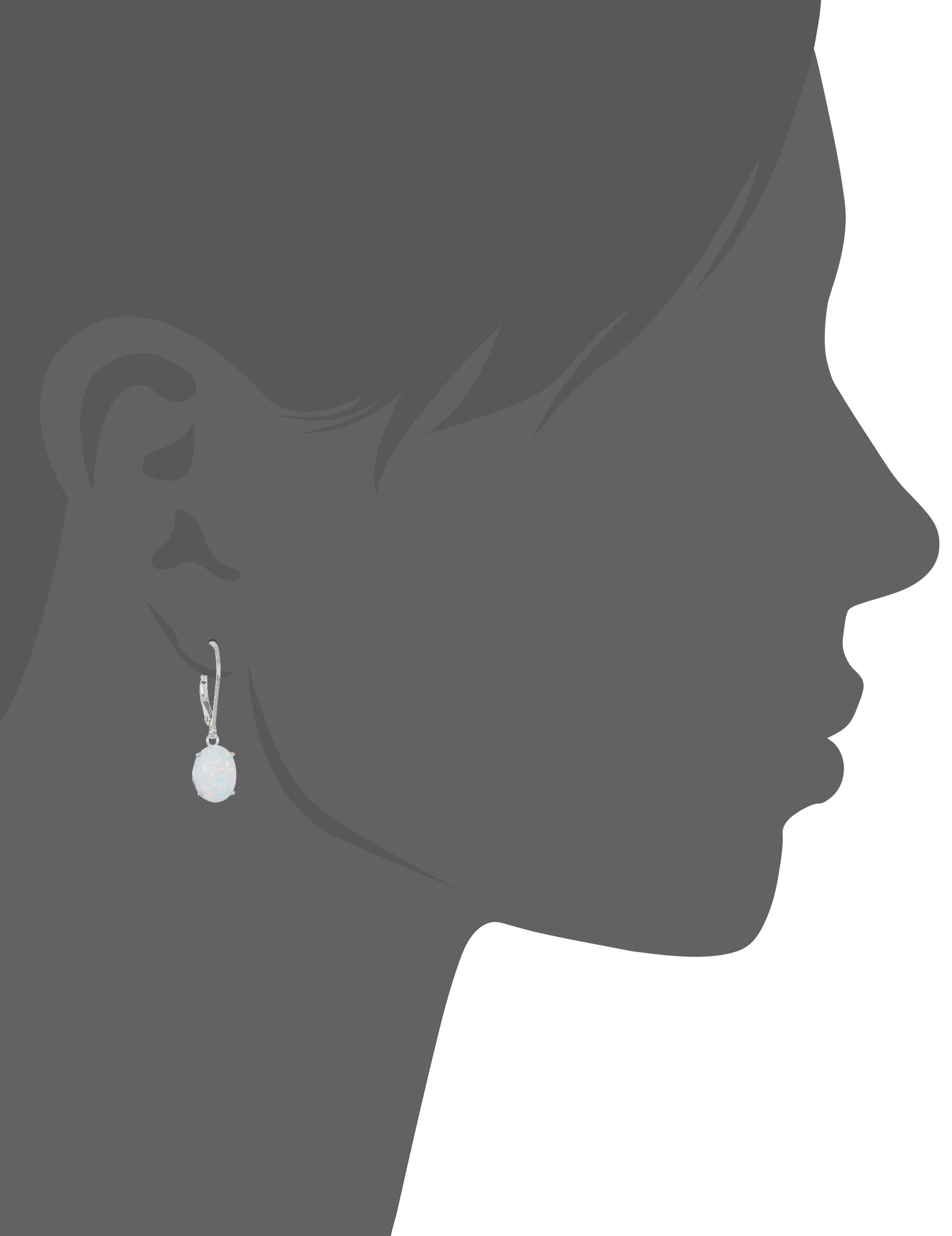 Amazon Essentials Elegant 925 Sterling Silver 4.5 Cttw, 8 x 10mm Oval Opal Gemstone Leverback Dangle Earrings, October Birthstone Jewelry for Women (previously Amazon Collection)