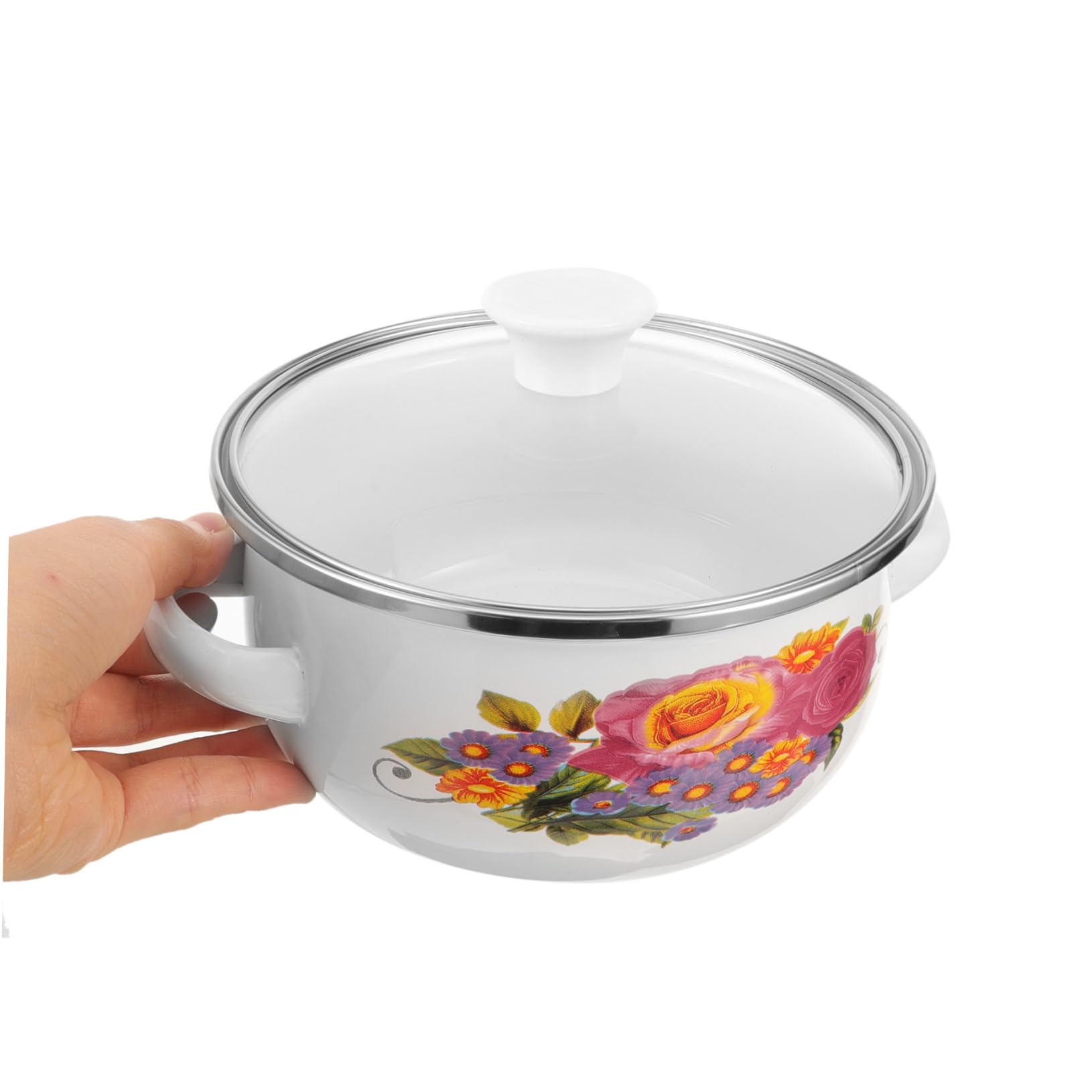 Yardenfun 3Pcs Small Enamel Cooking Pots Stackable Stock Pot with Lids for Kitchen Ideal for Sauces and Soups Versatile Cookware for Home Cooking