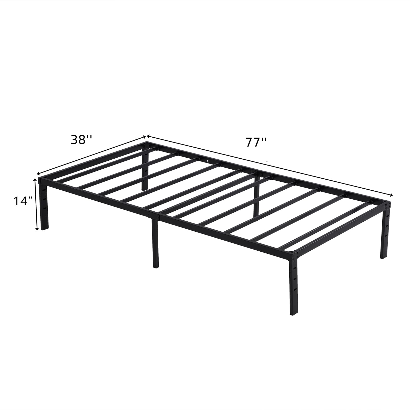 Bonnlo 14 Inch Metal Platform Twin Bed Frame, No Box Spring Needed,Mattress Foundation,Heavy Duty Steel Slat Support,No Box Spring Needed,Black
