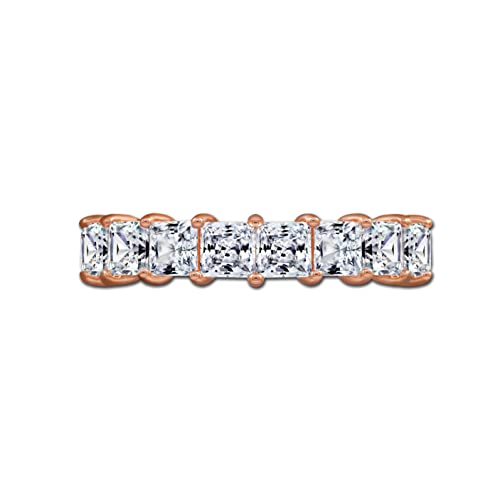 Amazon Essentials Rose Gold-Plated Sterling Silver Infinite Elements Cubic Zirconia Princess Eternity Band Ring, Size 7, (previously Amazon Collection)