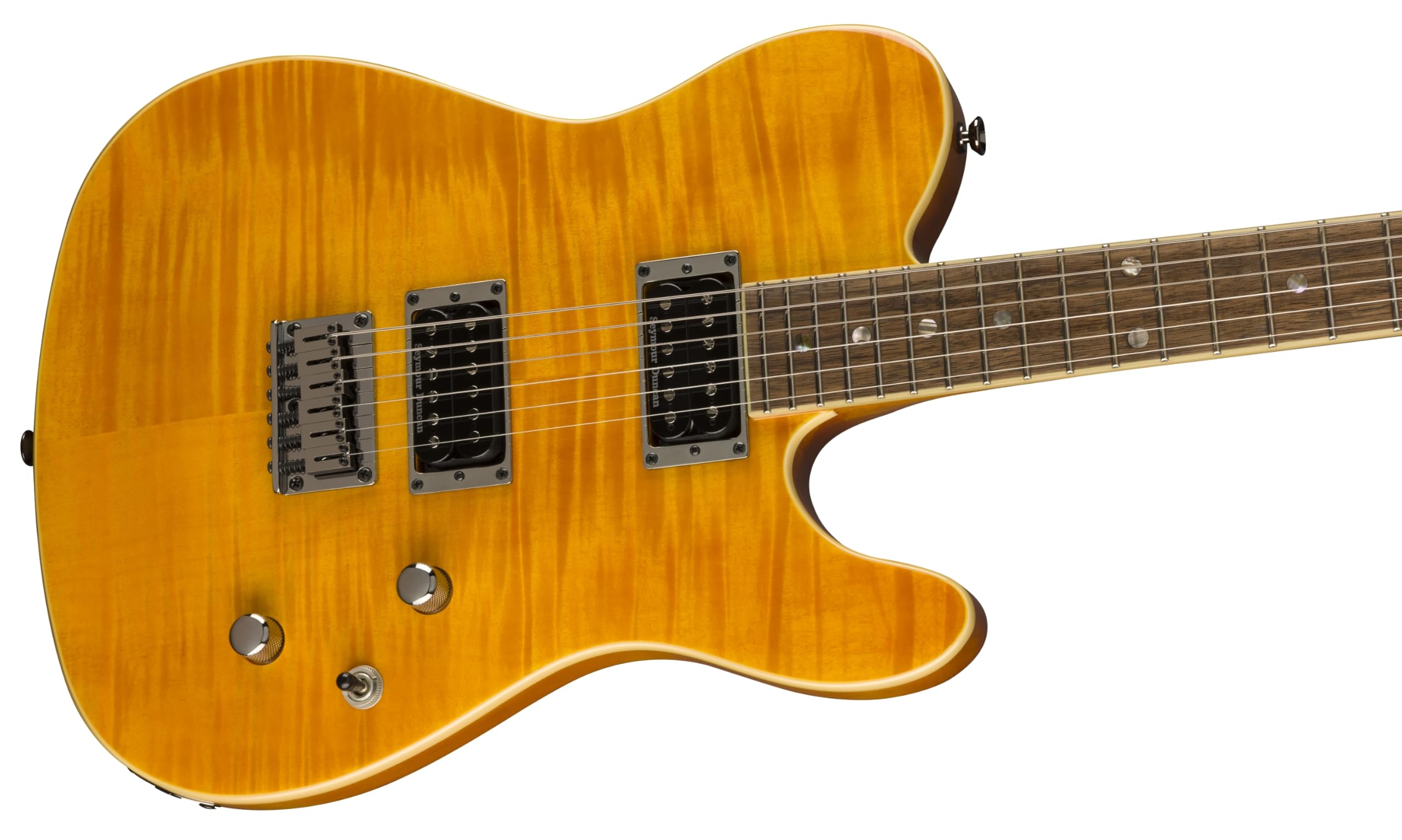 Fender Set Neck Custom Tele FMT featuring Seymour Duncan Humbucker’s, Electric Guitar with 2-Year Warranty, Many Tones, Elegant Finish, Amber