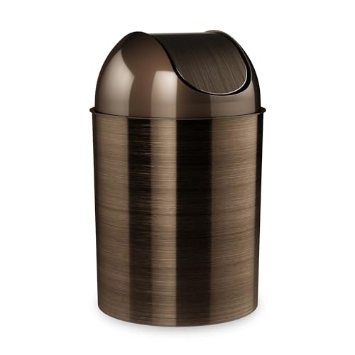 LYLSTE 2.5 Gallon Plastic Swivel Lid Bathroom Trash Can (Bronze), GBY-004