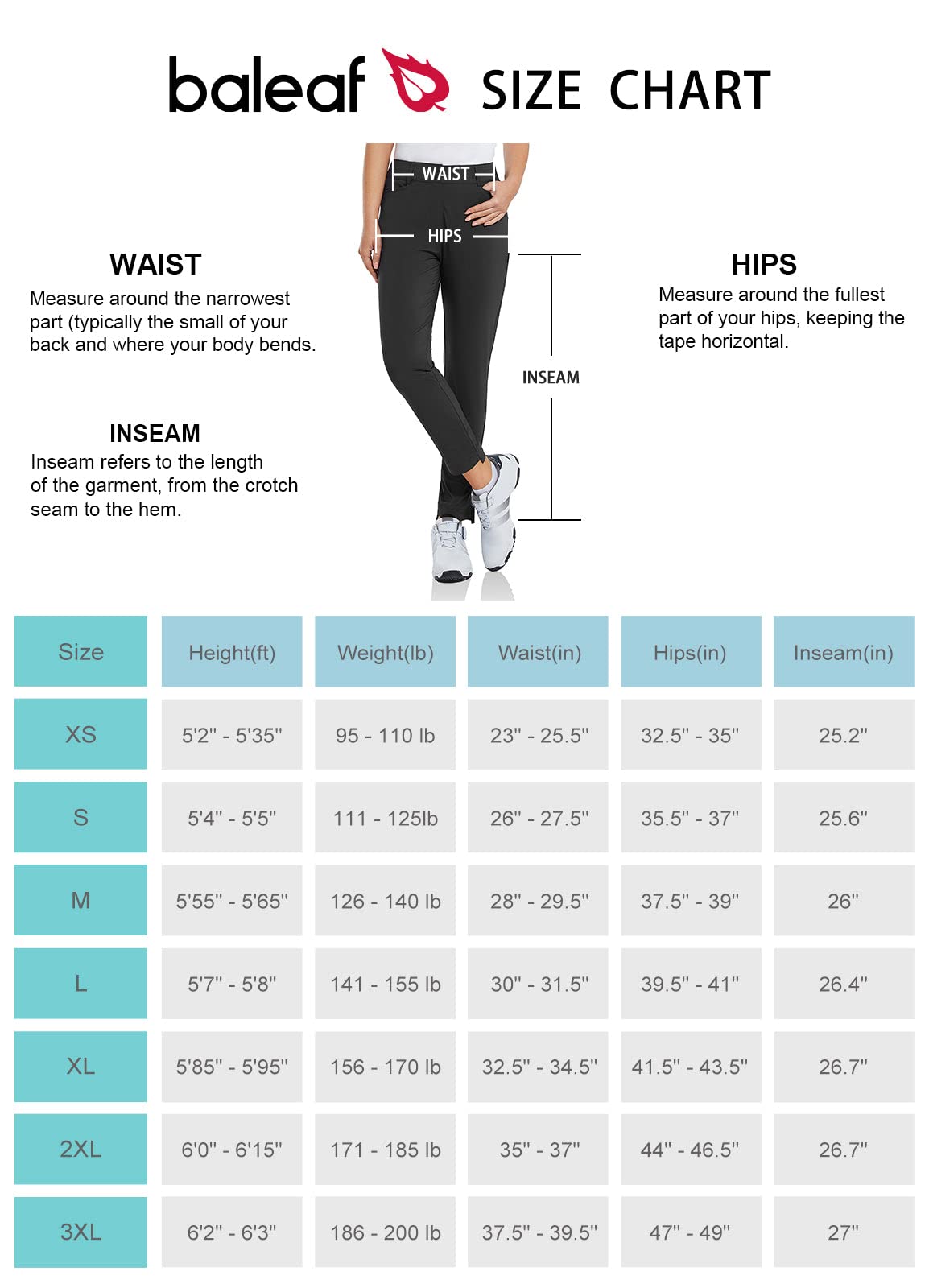 BALEAF Womens Golf Pants with Pockets Stretch Slim High Waist Quick Dry Lightweight Plus Size Golf Womens Apparel Black M