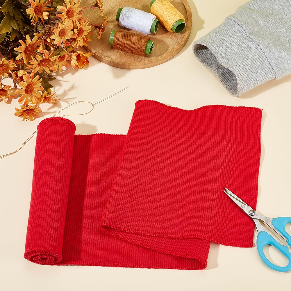 BENECREAT 39x6.9 Inch Knitted Rib Fabric, Dark Red Rib Cuff Fabric, Polyester Ribbing Fabric for Waistband Neckband Cuffs Jacket Extension, Clothing Accessories