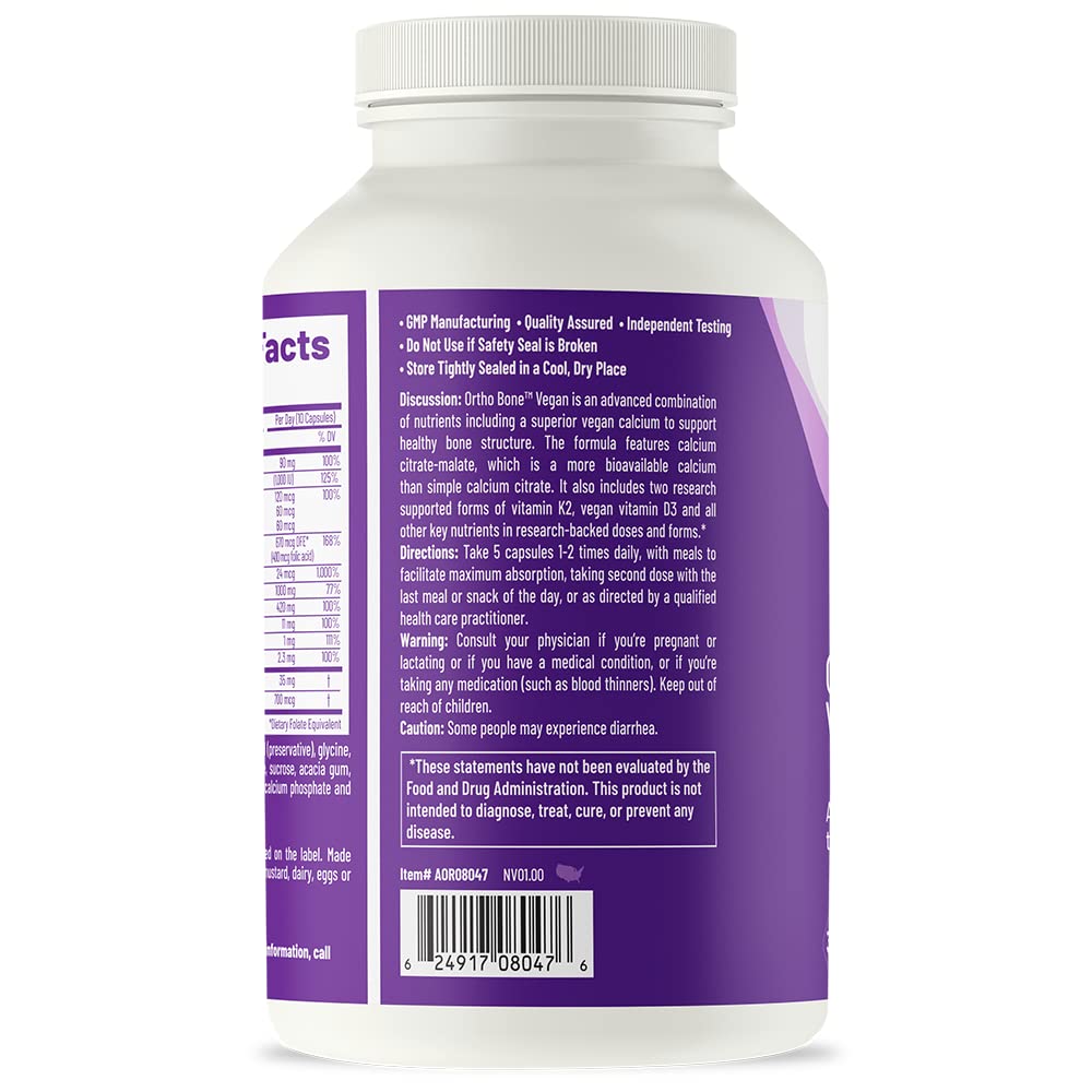 AOR, Ortho Bone Vegan, Osteo Formula to Support Healthy Bones, 300 Capsules (60 Servings)