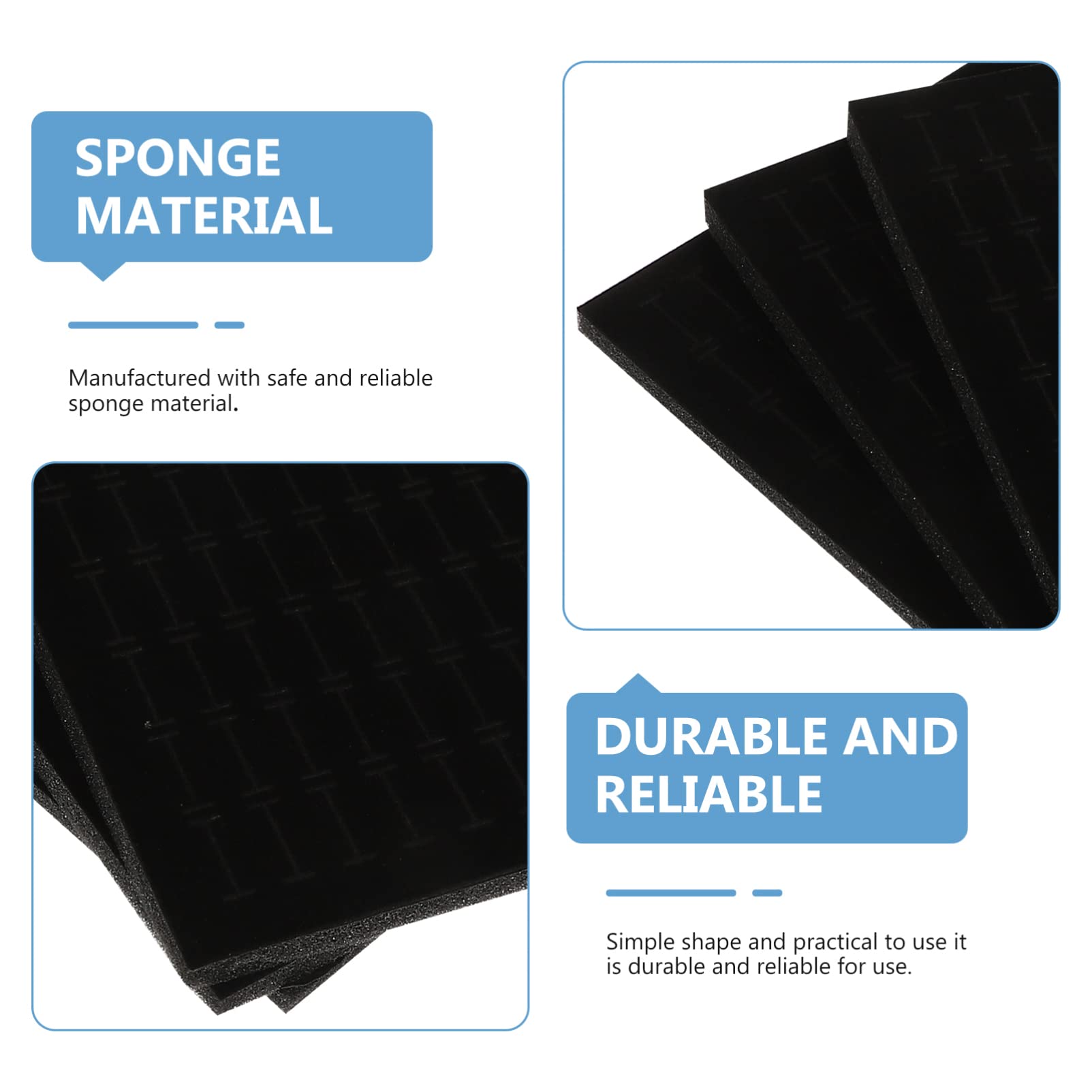 Alipis Foam Ring Pad Black Jewelry Sponge Insert Mats Display Trays Jewelry Box Inserts Display Showcase Storage, 4Pcs, 11X7 Inch, 100-Slot